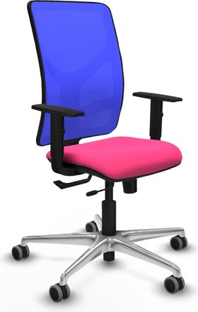 Piqueras y Crespo Sessel f&uuml;r die Arbeit zu Hause, mit 1D-Armen, h&ouml;henverstellbare Lendenwirbelst&uuml;tze, ausgestattet mit Syncro/Traslack und Schneideschaum, Blau/Rosa