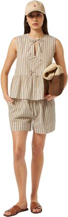 Scotch & Soda Damen Bow Details Top, Desert Sand Stripe with Lurex, 36 EU