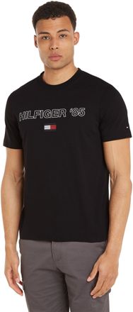 Tommy Hilfiger Herren T-Shirt Kurzarm 85 Tee Rundhalsausschnitt, Schwarz (Black), XS
