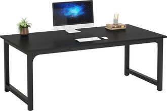 Tribesigns Schreibtisch, 160 x 80 cm gro&szlig;er Computertisch, B&uuml;rotisch, f&uuml;r Arbeitszimmer, Arbeitsstation f&uuml;r das Heimb&uuml;ro, Moderner Einfacher Stil, Schwarz