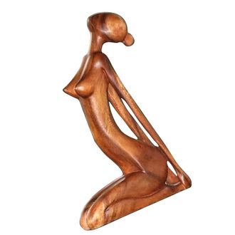 Generico Yoga-Statue aus Holz, 25 cm, handgefertigte Meditation, Frauenfigur, bewusste Dekoration, umweltfreundliche Materialien, Kunstskulptur f&uuml;r Tisch, Gart