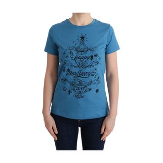 Dolce & Gabbana Blau Baumwoll-T-Shirt mit 2017 Druck - - Tops - Damen - Blau - L