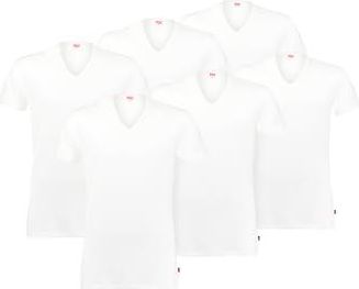 Levi's Lot de 6 t-shirts ronds pour homme - Col en V, Blanc., XL