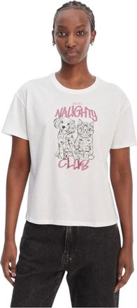 Liu Jo Femme, Tops, Blanc, Taille: 40 FR T-shirt avec imprim&eacute; chien et chat