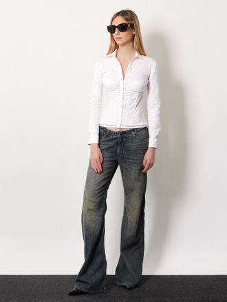 Balenciaga Womens Curved Waist Pants Blue Cotton Jean