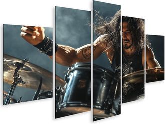 Islandburner Bild auf Leinwand Rock Schlagzeuger in Aktion bei Nacht Bilder Wandbilder Poster