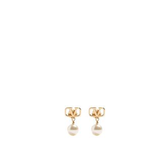 Valentino Garavani Femme, Accessoires, Jaune, Taille: ONE Size Boucles dOreilles VLogo Signature Perle