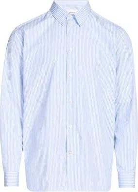 Saison 1865 Gestreiftes Baumwollhemd mit klassischem Kragen - Blau