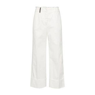 PESERICO Wei&szlig;e Hose mit weitem Bein und rohem Schnitt - - Trousers - Damen - Wei&szlig; - XS