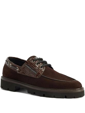 Giuseppe Zanotti derbies à effet peau de crocodile - Marron