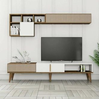 Dmora Wohnwand Gemini 180x35x40h cm Braun 11 Regale