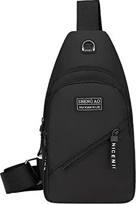 Generic Sac &agrave; bandouli&egrave;re multifonction en toile pour homme Grande capacit&eacute;, Noir, Taille unique