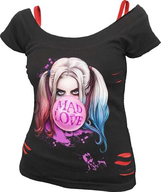 DC Comics Damen F711 - Tops - Short Sleeve T-Shirt, Black & Red, L