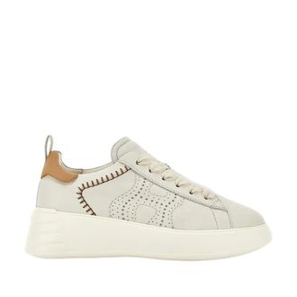 Hogan Femme, Chaussures, Beige, Taille: 38 1/2 EU Baskets Beige avec c&ocirc;t&eacute; perfor&eacute; H