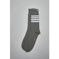 Thom Browne Mid Calf Socks W/ 4Bar In Lightweight Cotton