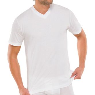 Schiesser Herren American T-Shirt V-Ausschnitt - 008151-4er Spar-Pack (8/XXL, Weiß)