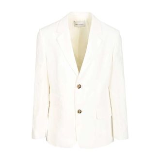 Ami Gerade geschnittene- einreihige Jacke aus Leinenmischung - - Jackets - Herren - Wei&szlig; - M