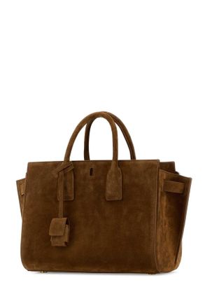 Saint Laurent Womens Brown Suede Sac De Jour Handbag Orangecaramelcogna Borse A Mano