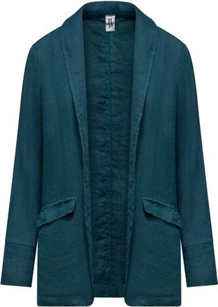 Bomboogie Femme, Vestes, Bleu, Taille: 42 FR Blazer en toile de lin