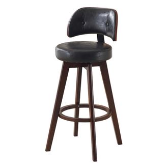 Generic 87 cm hohe Barhocker mit drehbarer, gepolsterter R&uuml;ckenlehne, armlosem Sitz aus PU-Leder und Holzbeinen f&uuml;r K&uuml;cheninseln und Hausbars