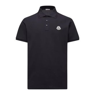 Moncler Polohemd aus Baumwoll-Piqu&eacute; mit dreifarbigem Logo - - Tops - Herren - Blau - M