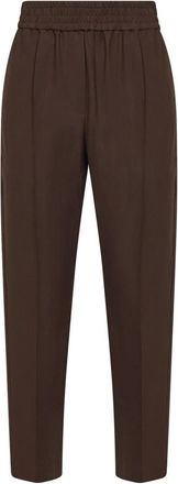 Brunello Cucinelli Femme, Pantalons, Brun, Taille: 38 FR Pantalon ample &agrave; enfiler en twill fluide de viscose et lin