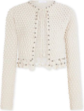 Paco Rabanne Verzierter H&auml;kel-Cardigan - - Knitwear - Damen - Beige - S