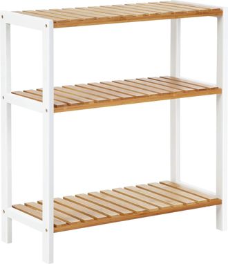 Songmics Badezimmerregal, Badregal, Küchenregal, Schuhregal mit 3 Ebenen, Standregal aus Bambus, 26 x 60 x 66 cm, für Bad, Wohnzimmer, Flur, Küche, wolkenweiß-