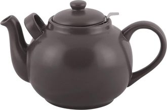 Plint Teekanne, Stövchen - 2,5 Liter - Almost Black, Fast schwarz - Steingut mit Edelstahl Sieb