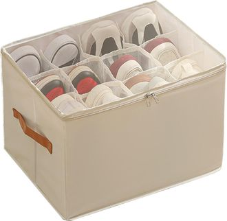 Generic Schuh-Organizer - Stoffbox zur Aufbewahrung verschiedener Gegenst&auml;nde | Verstellbare Trennw&auml;nde mit transparentem Deckel und Griff, faltbarer Sportsch