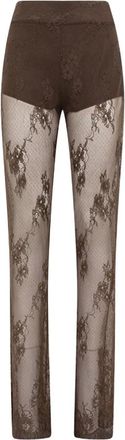 Blugirl Femme, Pantalons, Brun, Taille: 38 FR Pantalon en dentelle florale