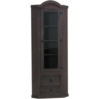 ebuy24 Ebuy24 - New Mexico Eckschrank mit 1 Glast&uuml;r braun gebeizt, gewachst