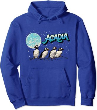 Giant Step Design Co. Acadia Puffin Birds at Night Maine Wildlife & National Park Pullover Hoodie