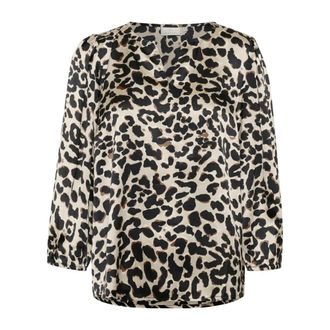 Kaffe KAjemma Puff&auml;rmel Bluse mit Print - - Blouses & Shirts - Damen - Braun - M