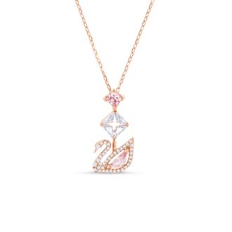 Swarovski Swan Y-Halskette, Schwan, Rosa, Roségold-Legierungsschicht