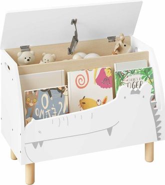 Woltu Woltu - Coffre à Jouet Banc de Rangement Enfant avec Couvercle, Bibliothèque Enfant en mdf, 60x30x44cm, Blanc