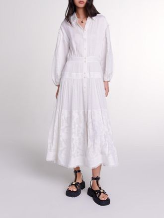 Maje Kurzes Baumwollkleid Mit Patchwork - Ecru - Gr&ouml;&szlig;e 34 - Maje