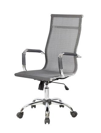 Dmora Stuhl mit Rädern Rockhampton, Chefsessel mit Armlehnen, Ergonomischer Bürostuhl, Grau, 63x54h106/116 cm