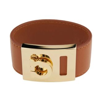 Ferragamo Braunes Lederarmband mit Gancini-Verschluss - - Accessories - Damen - Braun - ONE SIZE