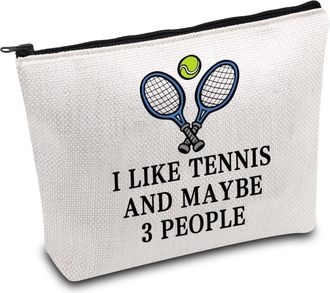 Generic Tennisspieler Geschenk Tennisliebhaber Geschenk Tennis Make-up Tasche I Like Tennis and Maybe 3 Personen Rei&szlig;verschluss Tasche