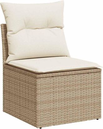 vidaXL Gartensofa ohne Armlehnen mit Kissen Beige Poly Rattan Vidaxl