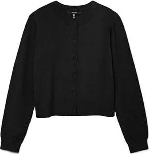Vero Moda Vero Moda Ls O-Neck Button Vmvicky Noos Cardigan à col Rond avec Bouton, Noir, XXL Femme
