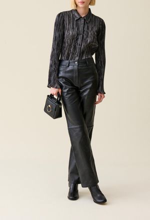 Claudie Pierlot Blouse pliss&eacute;e fluide argent&eacute;e