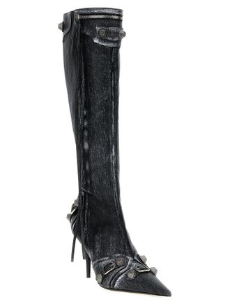 Balenciaga Womens Black Lamb Leather Over The Knee Shoe