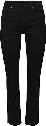 Pieces PCDELLY Straight MW ANKL BL648 Noos BC Pantalons, Jean Noir, 32W x 32L Femme