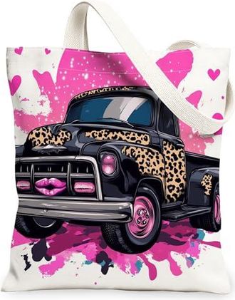 Generic Sac fourre-tout vintage en toile avec imprim&eacute; l&eacute;opard funky - Sacs d&eacute;picerie r&eacute;utilisables, l&eacute;gers et lavables - Pour le shopping, la plage, les voyag