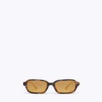 Tory Burch Rechteckige Kira Sonnenbrille aus Metall