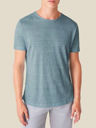 Luca Faloni T-Shirt in Franz&ouml;sischblau aus Leinen-Jersey f&uuml;r Herren