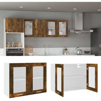 vidaXL Vidaxl - Vitrine suspendue Lyon Ch&ecirc;ne fum&eacute; 80 x 31 x 60 cm Bois ding&eacute;nierie