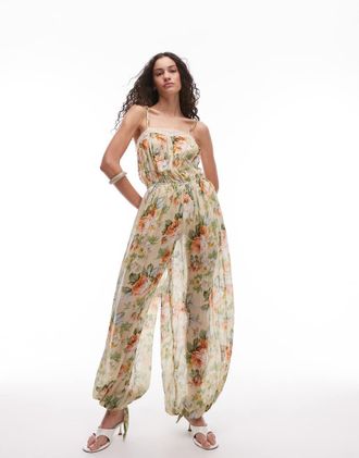 Mango Combinaison bouffante à imprimé fleuri - Jaune pâle